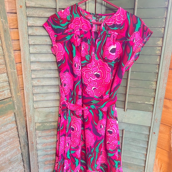 Talbots | Dresses | Talbots Dress Pink Flower Petite Medium Mod Floral ...